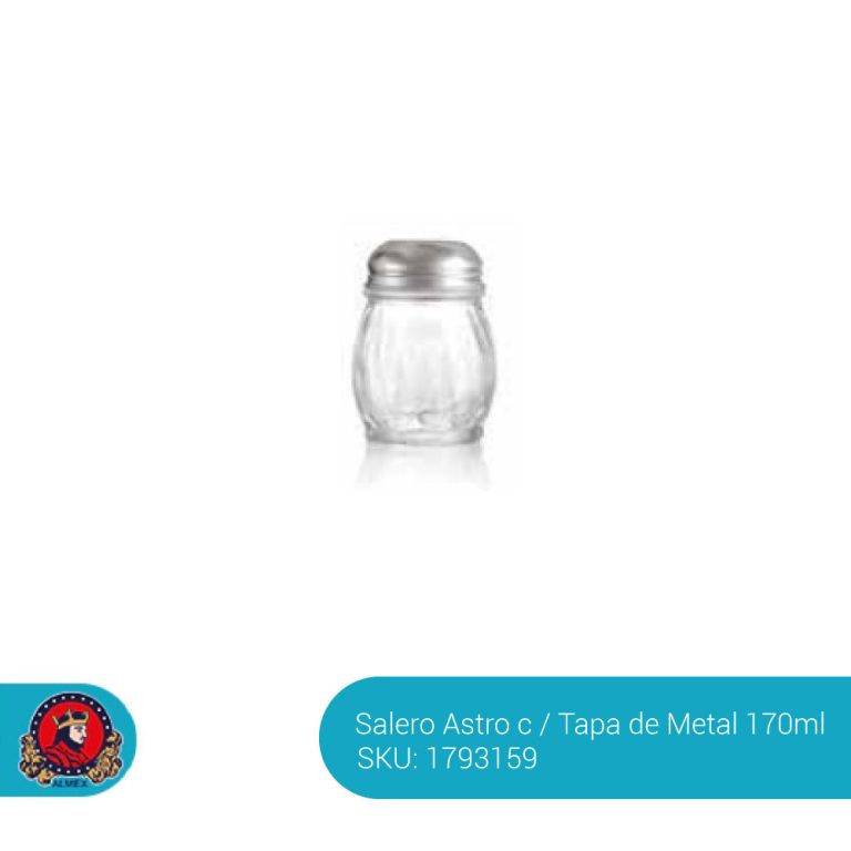 Salero Astro con Tapa de Metal 170 ml 5468 - Cristalería El Rey