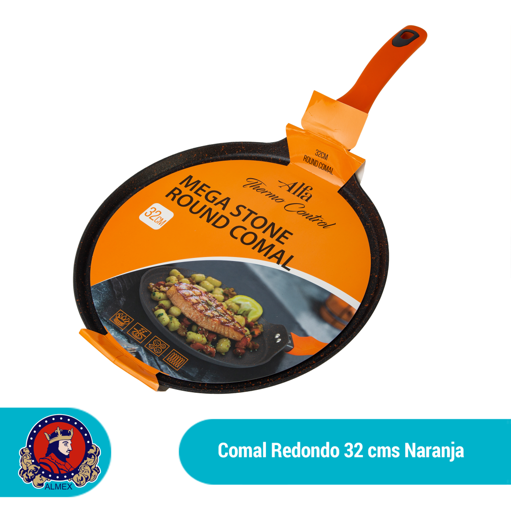 COMAL REDONDO 32 CMS. MEGA STONE COLOR NARANJA - Cristalería El Rey
