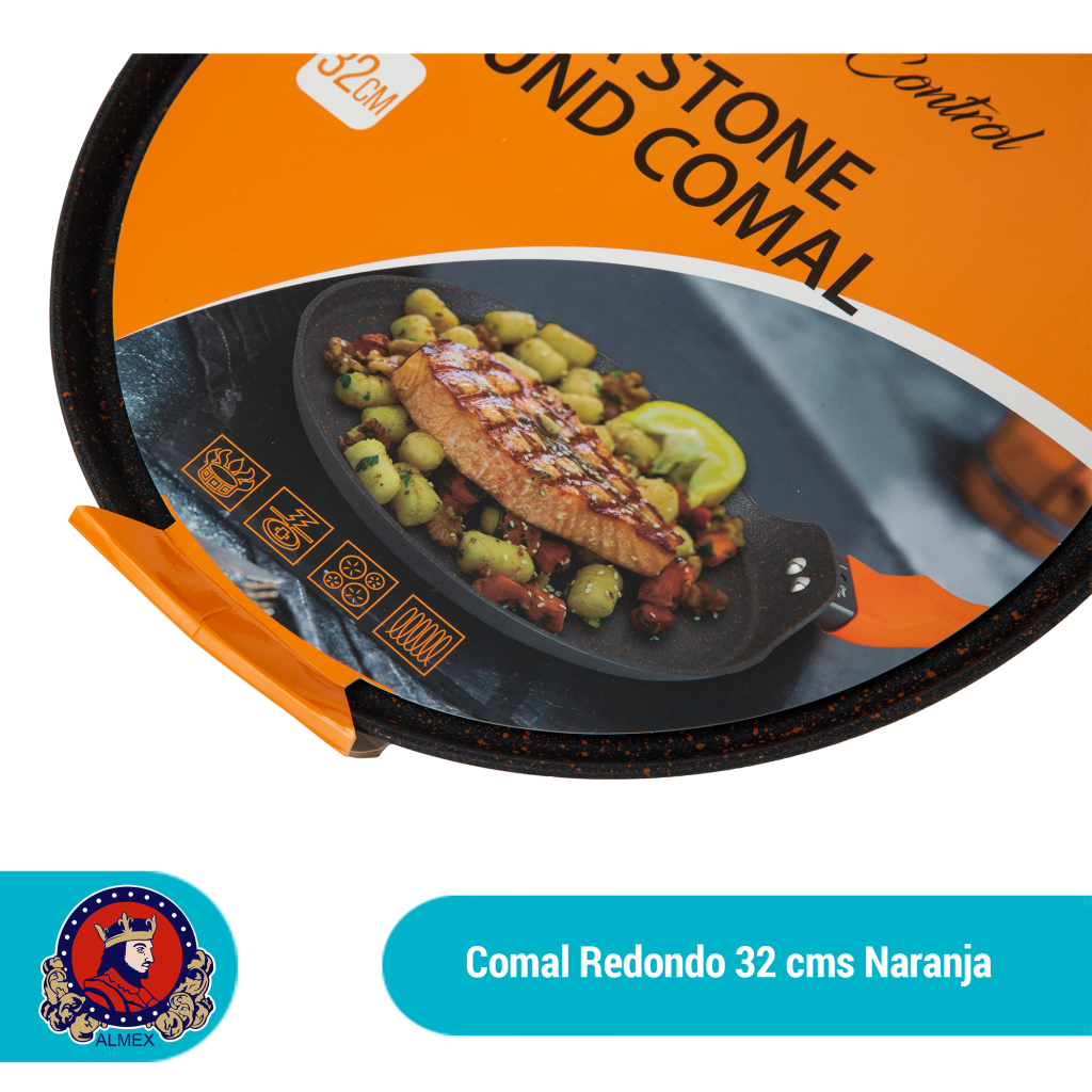 COMAL REDONDO 32 CMS. MEGA STONE COLOR NARANJA - Cristalería El Rey