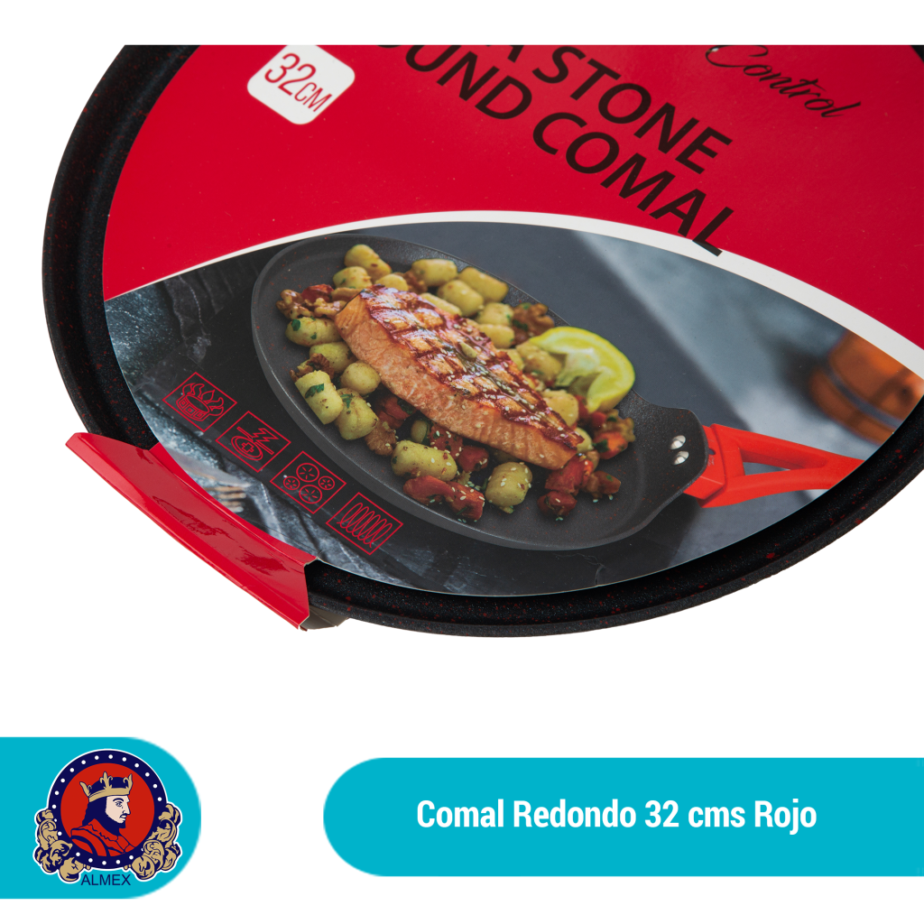 COMAL REDONDO 32 CMS. MEGA STONE COLOR ROJO - Cristalería El Rey