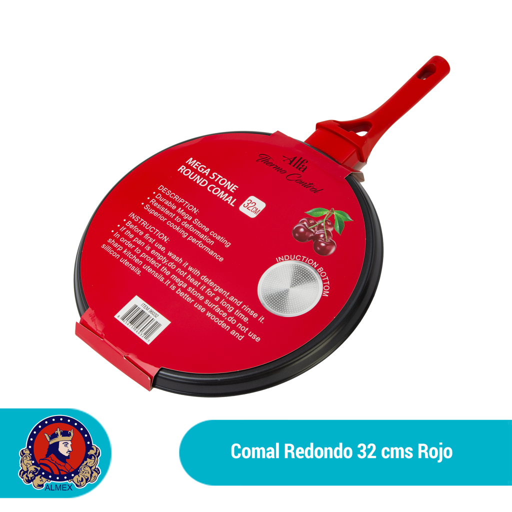 COMAL REDONDO 32 CMS. MEGA STONE COLOR ROJO - Cristalería El Rey