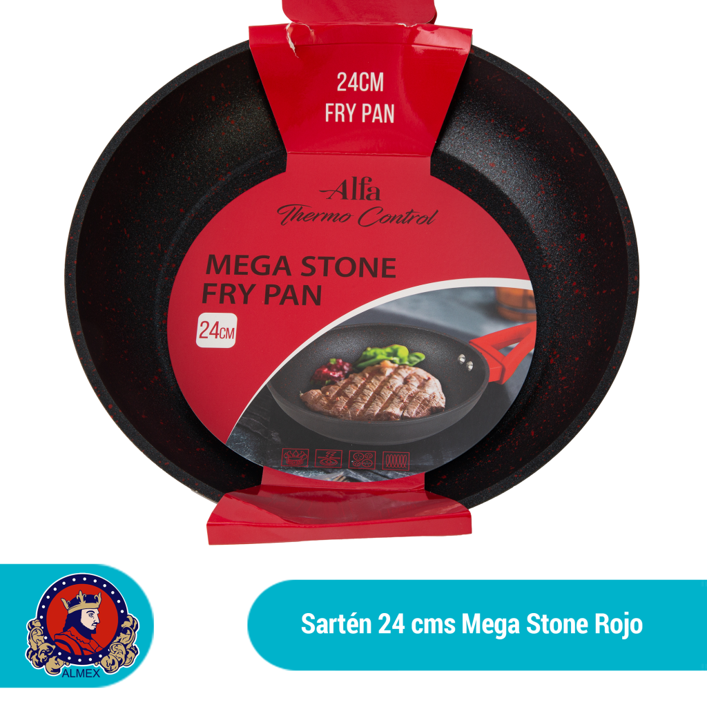SARTEN 24 CMS MEGA STONE COLOR ROJO - Cristalería El Rey